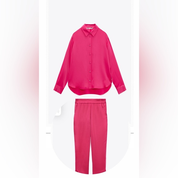 Zara | Other | Zara Hot Pink Satin Matching Set | Poshmark
